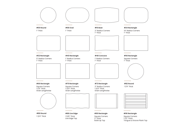 Table Top Shape Options | Canal Dover Furniture